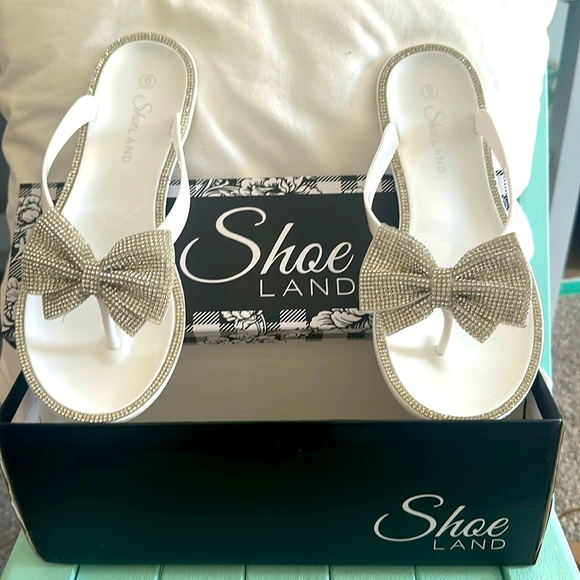 Shoes | Flip Flops Rhinestone Bows Formal Wedding | Poshmark